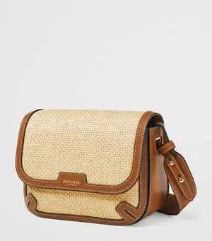 ASPINAL OF LONDON Leather Raffia-front Ella Cross-body Bag