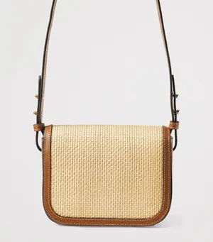 ASPINAL OF LONDON Leather Raffia-front Ella Cross-body Bag
