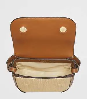 ASPINAL OF LONDON Leather Raffia-front Ella Cross-body Bag