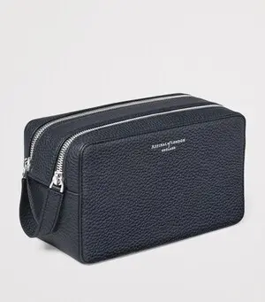 ASPINAL OF LONDON Leather Mount Street Toiletry Bag - Navy