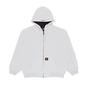 Supreme Quilted Lined Zip Up Hooded Sweatshirt - Grey