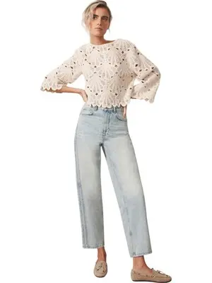 Mint Velvet Crochet Knit Top
