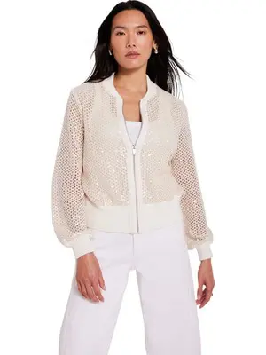 Mint Velvet Sequin Bomber Jacket - Neutral