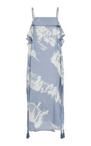 Bottega Veneta Draped Silk-cotton Midi Dress - Blue