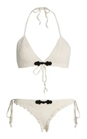 THE GARMENT Plage Pointelle-knit Organic Cotton Bikini - Ivory