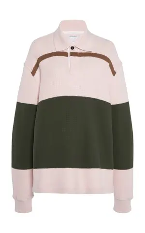 Bottega Veneta Pique-striped Polo Sweater - Pink