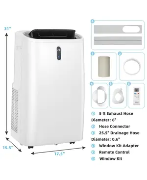 MECALE 14000 Btu Portable Air Conditioner With App And Wifi Control