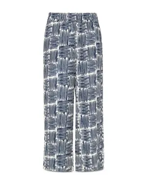 Whistles Hatch Squares Cropped Trousers - Navy/multi