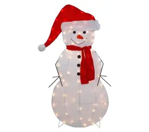 NORTHLIGHT 42' Prelit 2d Snowman In Santa Hat C Ristmas Decor - One-color