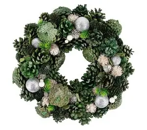 NORTHLIGHT Green Pinecone And Foliage Christmas Wreath 14 - One-color