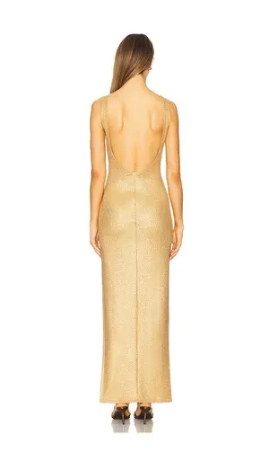Luli Fama Metallic Tank Maxi Dress