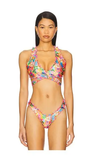 KULANI KINIS Lettuce Edge Wrap Bikini Top - Havana Haven