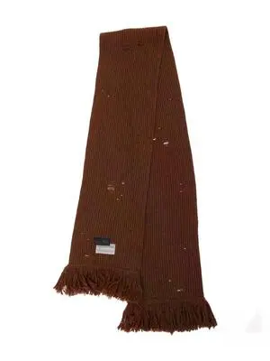 MAISON MARGIELA Logo-patch Knitted Scarf - Brown