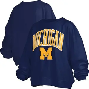 PRESSBOX Michigan Wolverines Oversized Pullover Sweatshirt - Navy