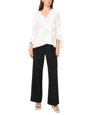 Vince Camuto V Neck Flutter Sleeve Blouse
