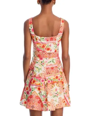 Aqua Fruit Tile Belted Mini Dress Exclusive - Orange
