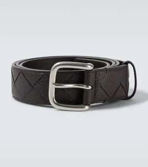 Bottega Veneta Intrecciato Leather Belt - Brown