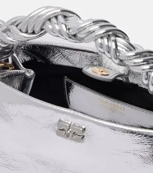 GANNI Bou Mini Top-handle Bag In Metallic - Silver
