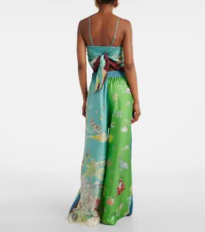 ALEMAIS Daria Printed Silk Wide-leg Pants