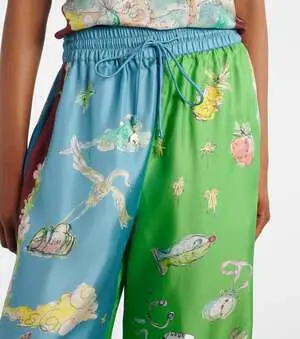 ALEMAIS Daria Printed Silk Wide-leg Pants