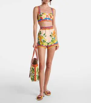 Dolce & Gabbana Taormina Printed Cotton Bra Top