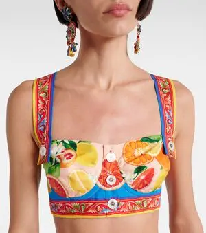 Dolce & Gabbana Taormina Printed Cotton Bra Top