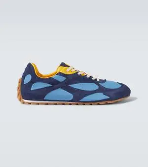 BOTTEGA  VENETA Orbit Flash Suede-Trimmed Sneakers Blue