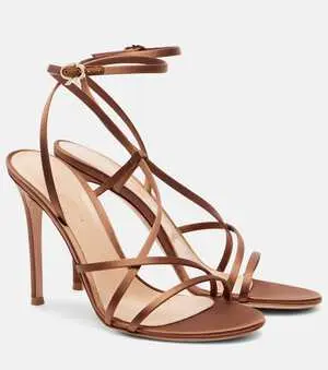GIANVITO ROSSI 105 Satin Crêpe Sandals - Brown