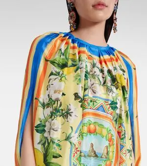 Dolce & Gabbana Printed Silk Cape