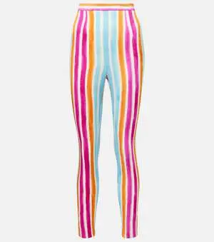 Dolce & Gabbana Striped Silk-blend Leggings - Multicoloured