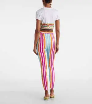 Dolce & Gabbana Striped Silk-blend Leggings