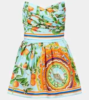 Dolce & Gabbana Taormina Printed Cotton Bustier Dress - Multicoloured