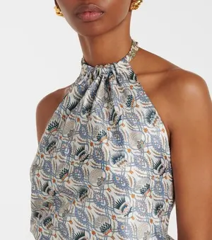 Loro Piana Annet Printed Halterneck Silk Top - Multicoloured