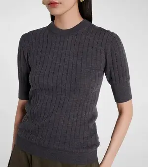 Bottega Veneta Ribbed-knit Top - Grey