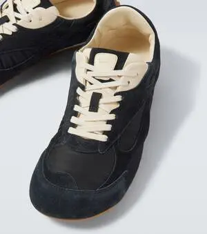 Bottega Veneta Orbit Flash Suede-trimmed Sneakers - Black