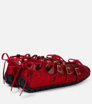 Simone Rocha Ghillie Glitter Ballerinas