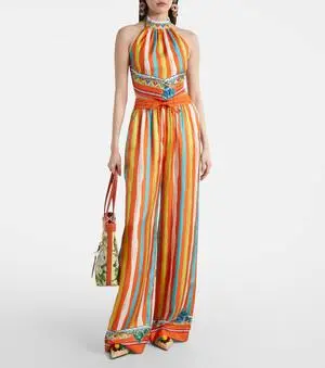 Dolce & Gabbana Striped Halterneck Silk Top - Multicoloured