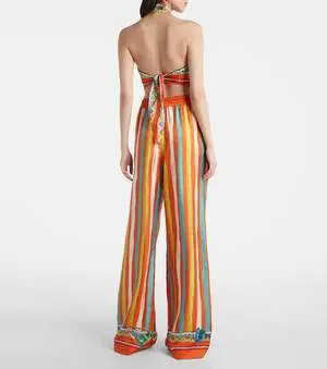 Dolce & Gabbana Striped Halterneck Silk Top - Multicoloured