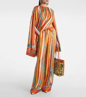 Dolce & Gabbana Striped Silk Palazzo Pants