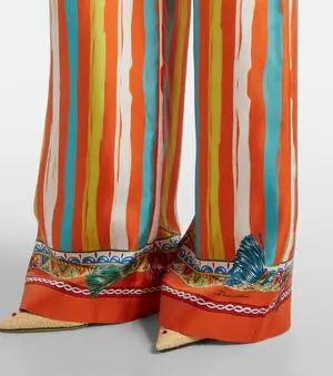 Dolce & Gabbana Striped Silk Palazzo Pants