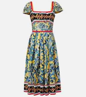 Dolce & Gabbana Pleated Printed Midi Dress - Multicoloured