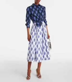 Carolina Herrera Floral Cotton-blend Midi Skirt - Multicoloured