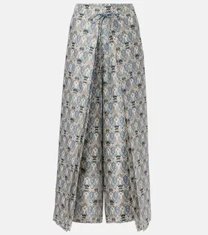 Loro Piana Maynard Silk Shantung Wide-leg Pants - Multicoloured