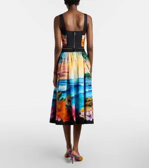 Dolce & Gabbana Pleated Printed Cotton Midi Skirt