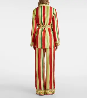 Dolce & Gabbana Belted Striped Silk Shirt