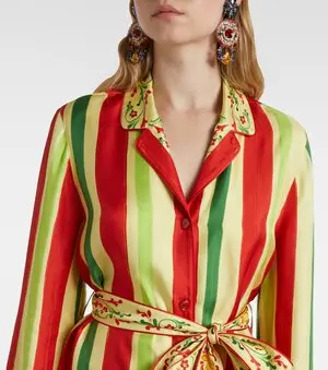 Dolce & Gabbana Belted Striped Silk Shirt