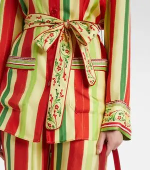 Dolce & Gabbana Belted Striped Silk Shirt