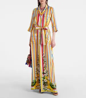 Dolce & Gabbana Striped Silk Shirt Dress