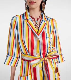 Dolce & Gabbana Striped Silk Shirt Dress