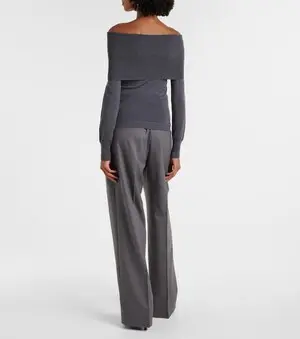 Stella McCartney Off-shoulder Virgin Wool Top - Grey